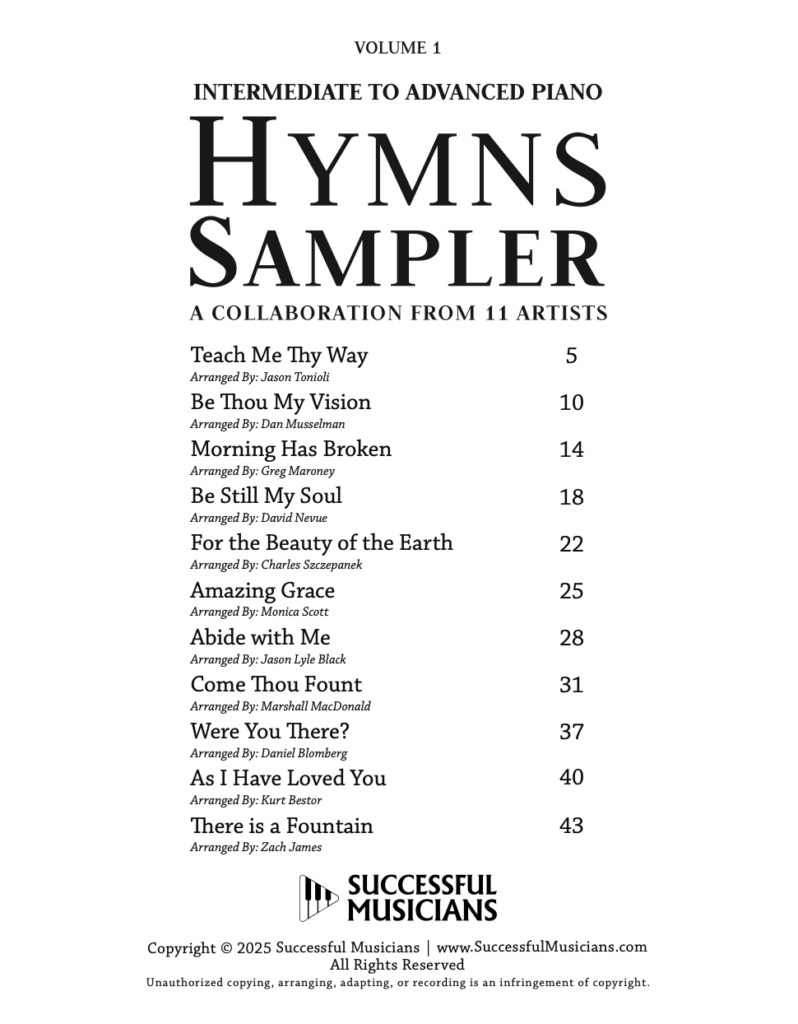 Piano Hymns Sampler Volume 1 (Spiral Bound Book) - Jason Tonioli Music