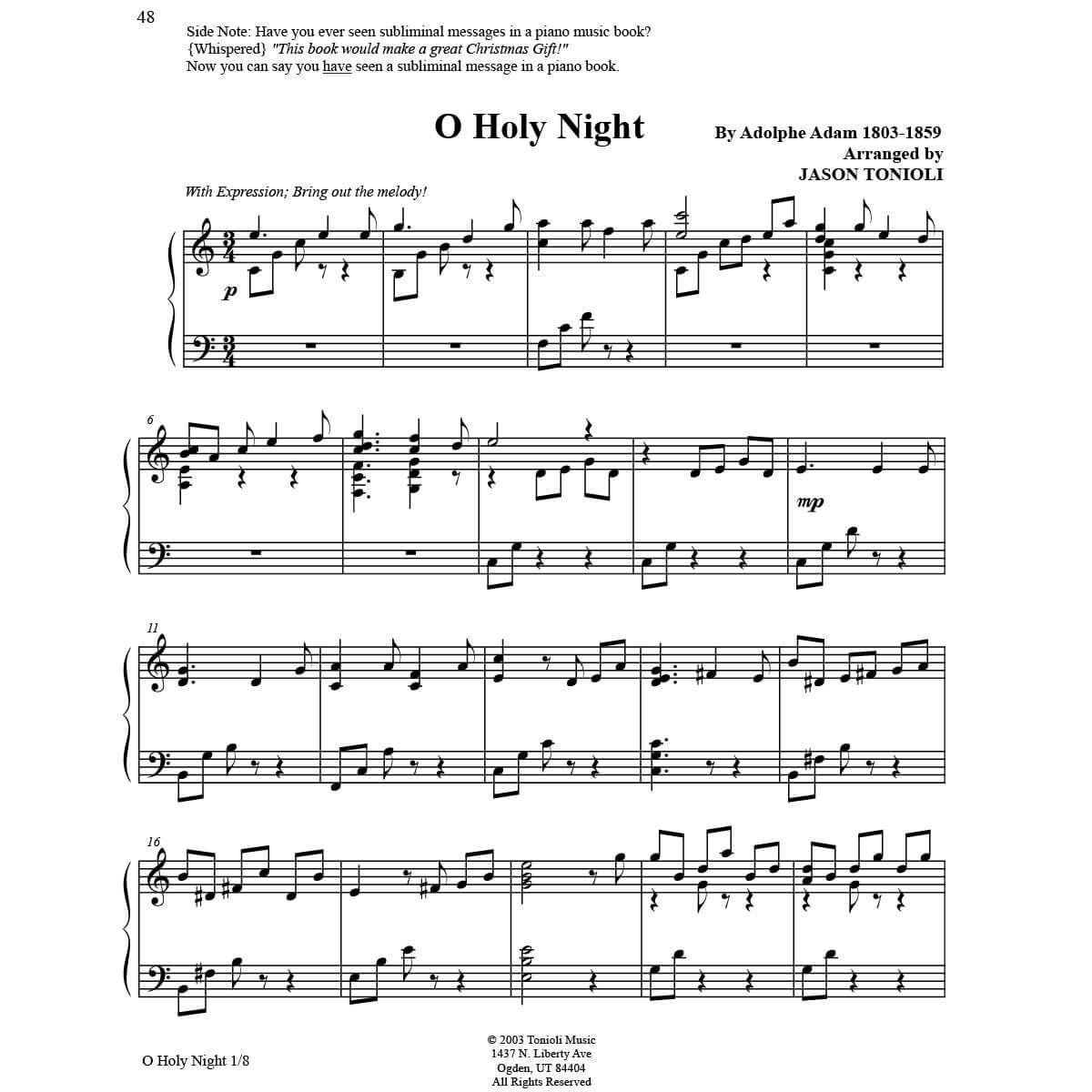O Holy Night Piano Sheet Music PDF Download - Jason Tonioli Music